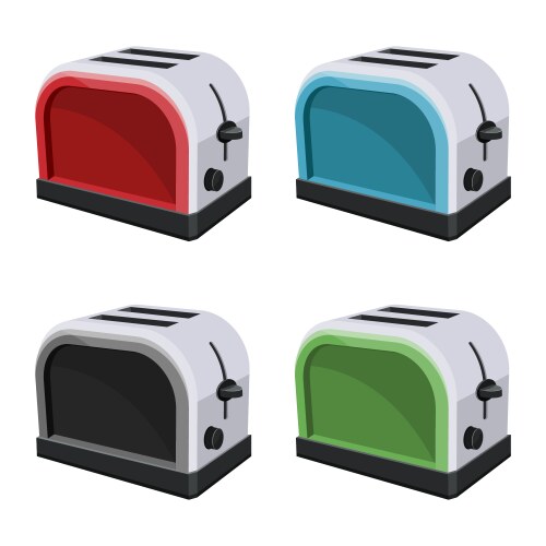 Red toaster with toasted bread for breakfast Vector Image