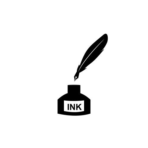 Feather quill pen golden ink logo Royalty Free Vector Image