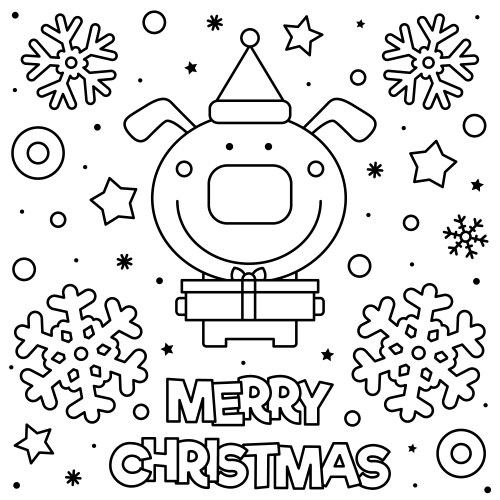 Merry christmas coloring page black and white Vector Image