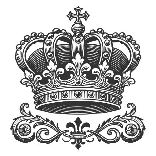 Black King Crown - Engraving Style Royalty Free Vector Image