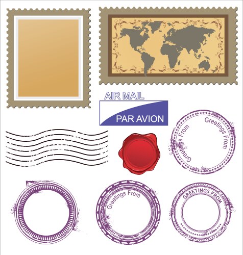 Vintage postage stamps different shapes set Vector Image