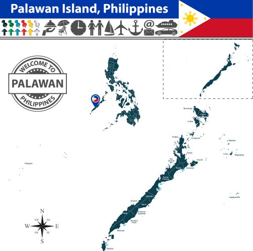 Philippines map and landmarks with people Vector Image