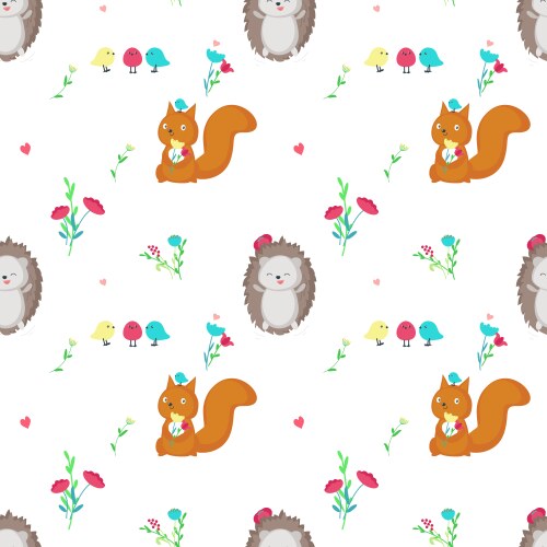 Watercolor forest animal pattern Royalty Free Vector Image