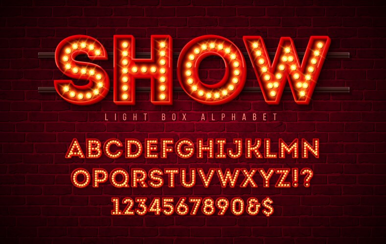 3d light bulb alphabet with gold frame isolated Vector Image