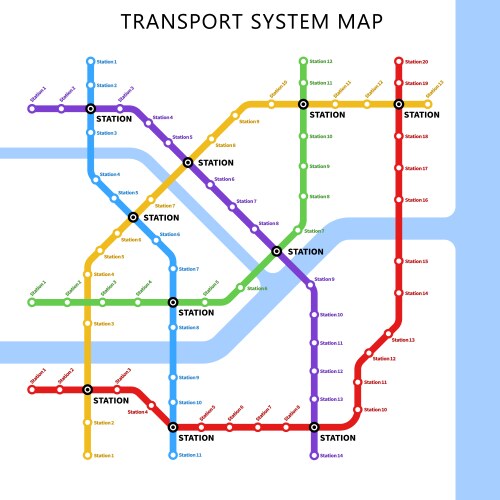 Fictional metro map Royalty Free Vector Image - VectorStock