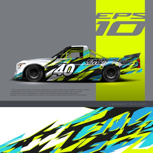 Racing pickup truck wrap design graphic abstract Vector Image
