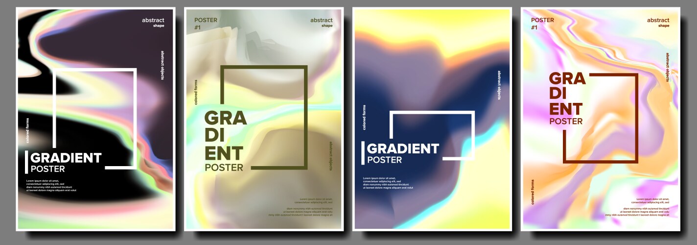 Gradient fluid poster set cool brochure Royalty Free Vector