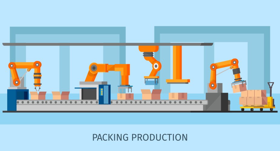 Warehouse flat set of logistics packing process Vector Image