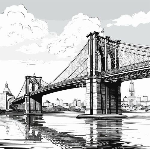Brooklyn Bridge Comic Art Royalty Free Vector Image