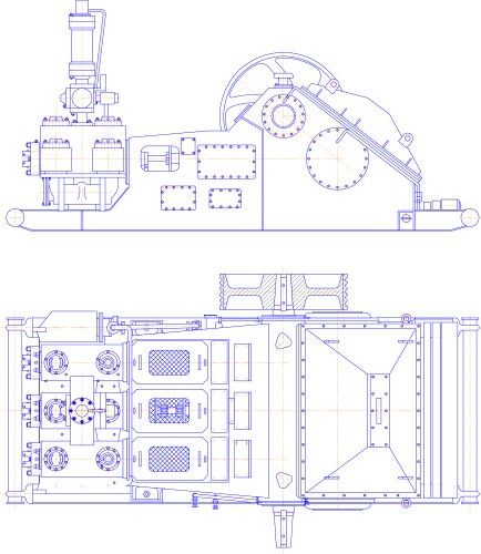 Pile drilling machine blueprints Royalty Free Vector Image