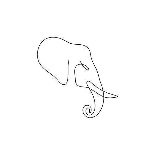 One line rabbit head design silhouette Royalty Free Vector