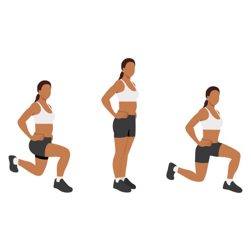 Woman doing front and back lunges exercise Vector Image