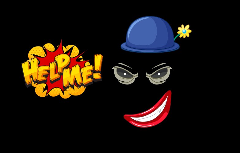 Face with mustache color Royalty Free Vector Image