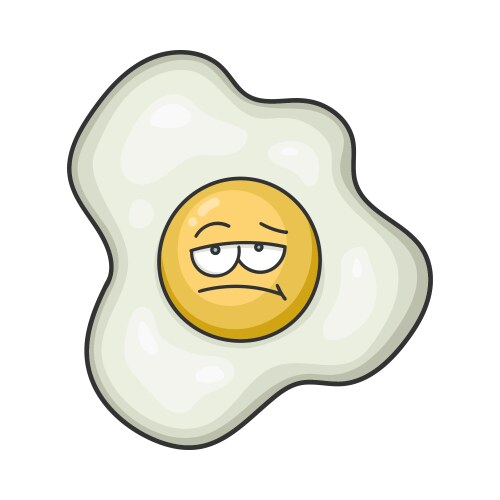 An egg with a tired face Royalty Free Vector Image
