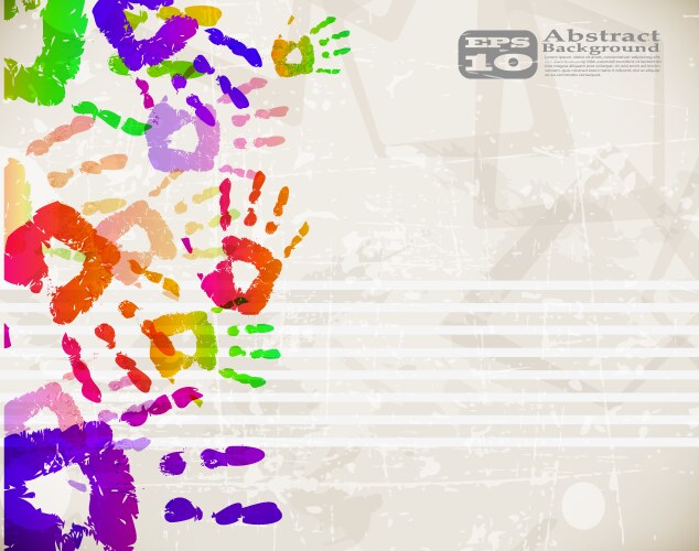 Colorful hand prints background Royalty Free Vector Image