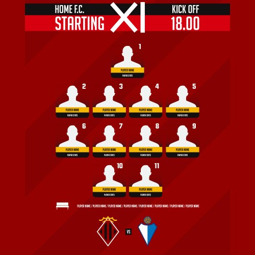 Football team formation starting list or lineups Vector Image