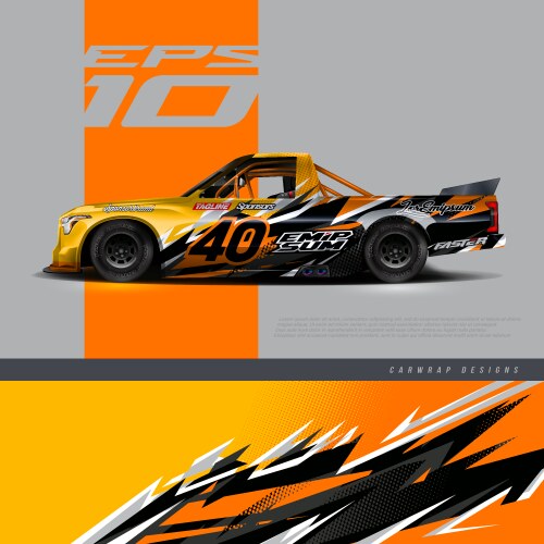 Racing pickup truck wrap design graphic abstract Vector Image