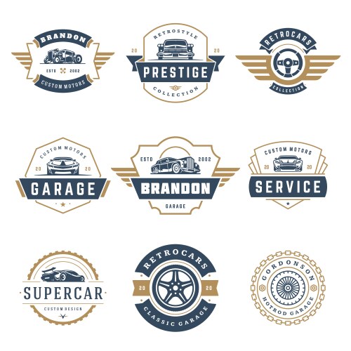Car logos templates design elements set Royalty Free Vector