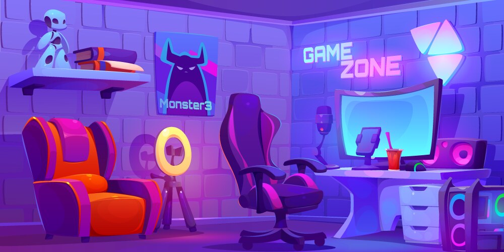 Game room with people esports concept Royalty Free Vector