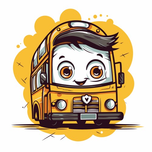 Cute cartoon school bus character isolated Vector Image