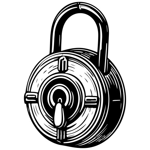 Cartoon lock hand drawn line transparent Vector Image