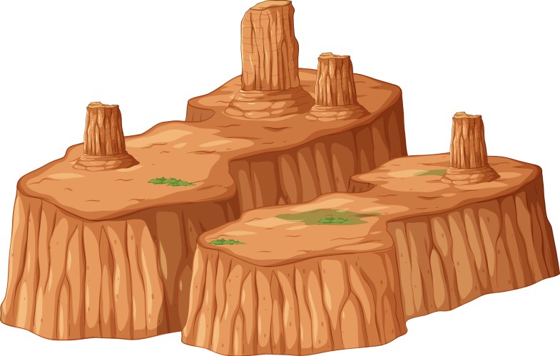 A rocky plateau with a cave entrance Royalty Free Vector
