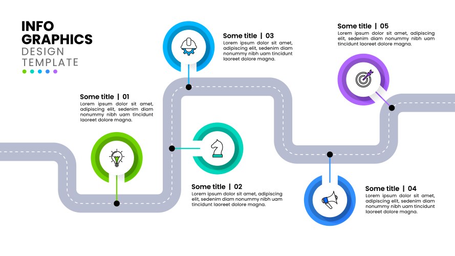 Colorful road infographic timeline with icons Vector Image