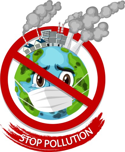 Poster design for stop pollution with earth Vector Image