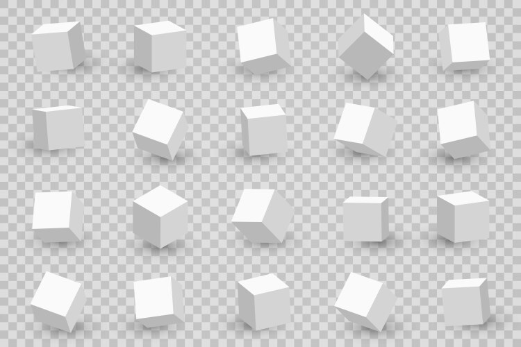3d cubes in different perspective angles Vector Image