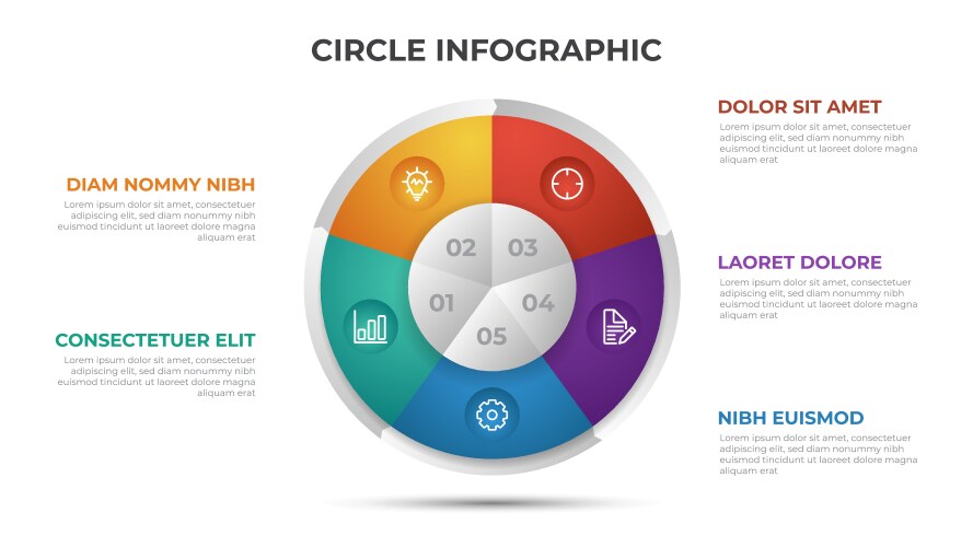 5 points steps infographic template arrow Vector Image