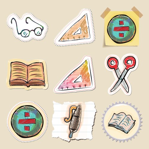Hand drawn education emblems set isolated Vector Image