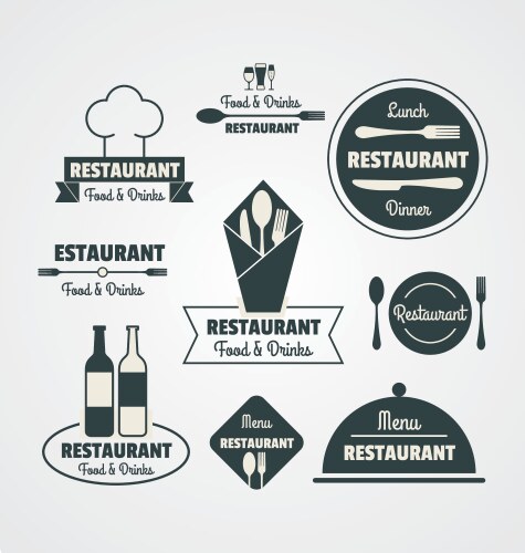 Restaurant menu emblems set Royalty Free Vector Image
