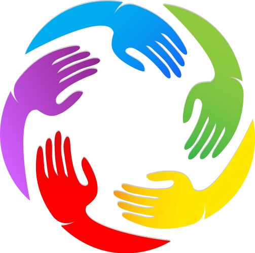 Teamwork unity people logo design Royalty Free Vector Image