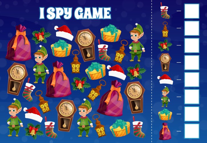 I spy game find and count year Royalty Free Vector Image