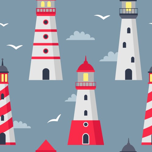 Lighthouse light house beacon set Royalty Free Vector Image