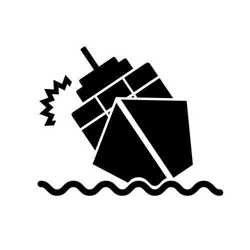 Ship sinking with captain Royalty Free Vector Image