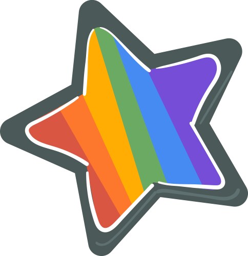 Rainbow with clouds and shooting star sticker Vector Image