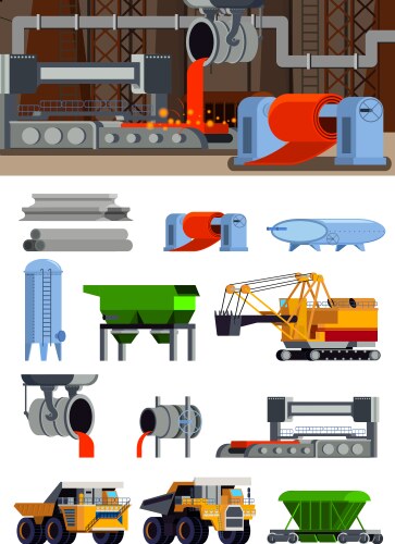 Steel industry isometric set Royalty Free Vector Image