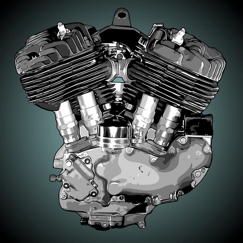 V-twin engine and biker template Royalty Free Vector Image