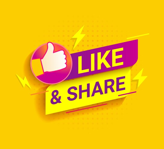 Like and share social symbol in dynamic style Vector Image
