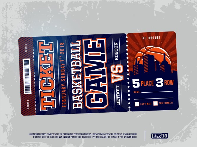 Basketball Ticket Template Vector Images (over 940)