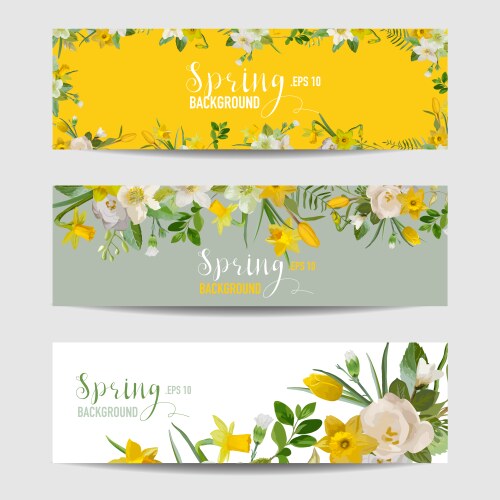 Hello spring season banner template background Vector Image