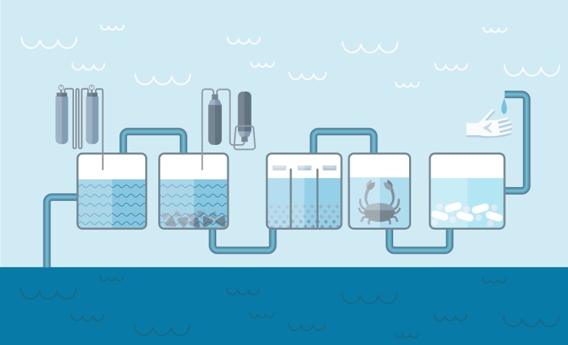 Water cleaning systems isometric flowchart Vector Image