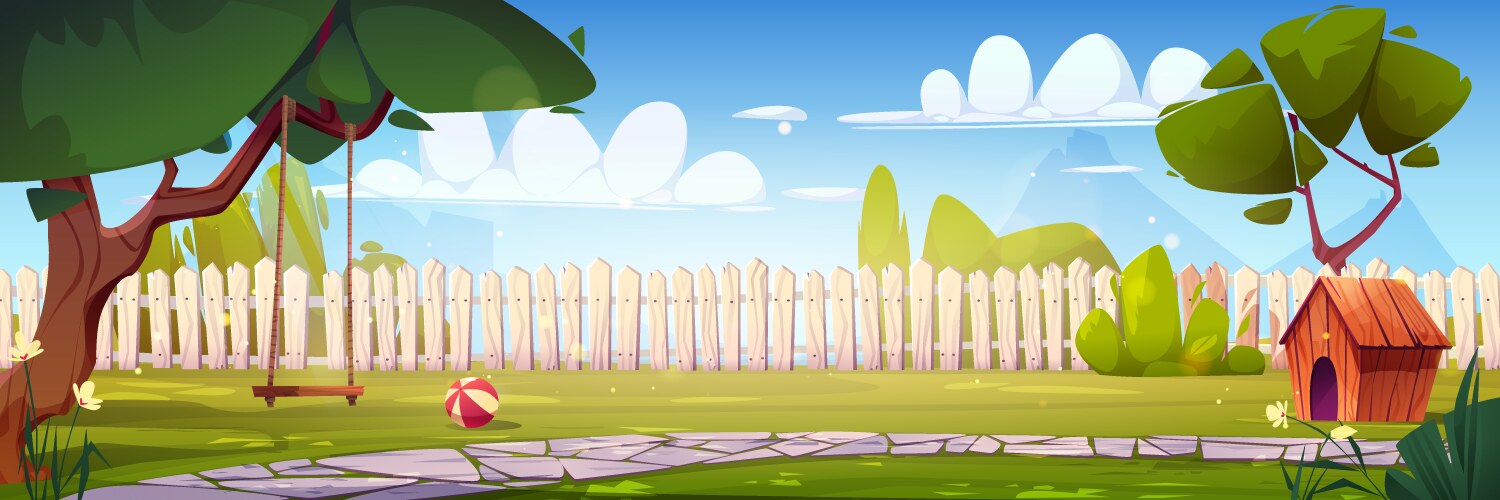 Outdoor backyard background cartoon Royalty Free Vector