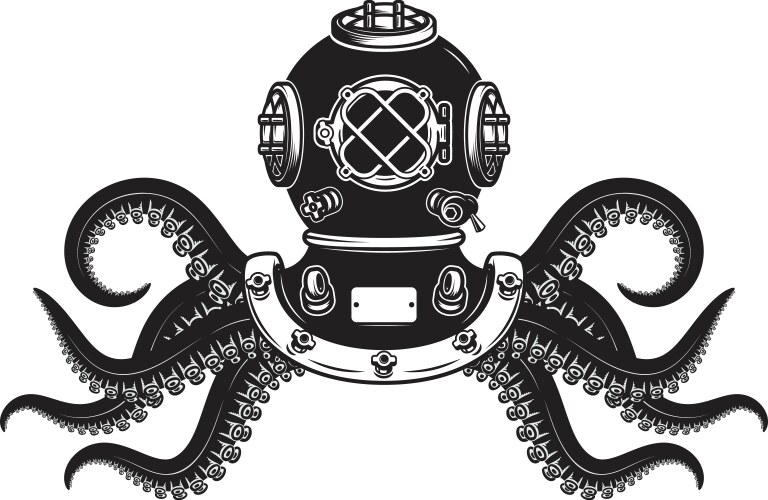 Octopus scuba robot logo Royalty Free Vector Image