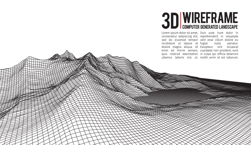 Abstract wireframe landscape background Royalty Free Vector