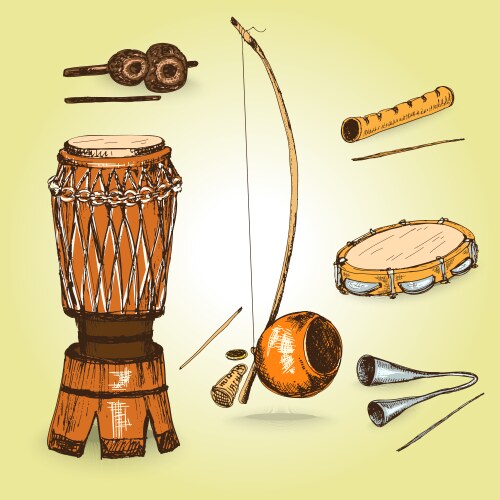 African traditional musical instruments Royalty Free Vector
