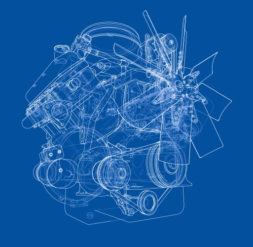 Rotary engine drawing Royalty Free Vector Image