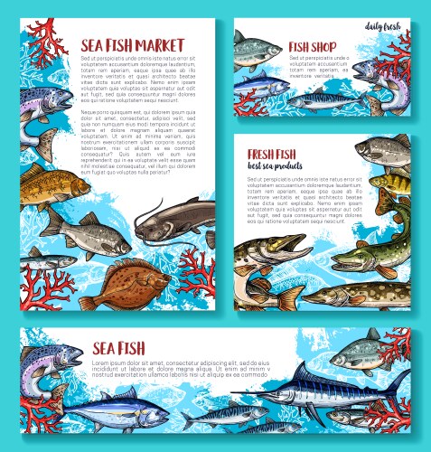 Flat seafood market composition Royalty Free Vector Image