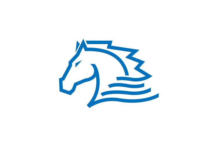 Blue horse pegasus logo Royalty Free Vector Image